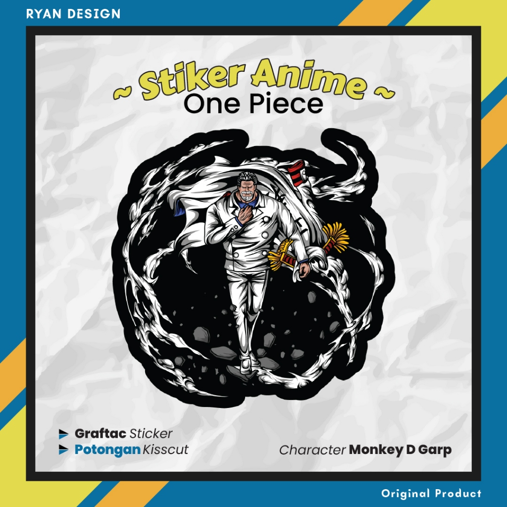 Ryan Design One Piece Garp Anime Sticker - Graftac Sticker Kisscut Cut ...