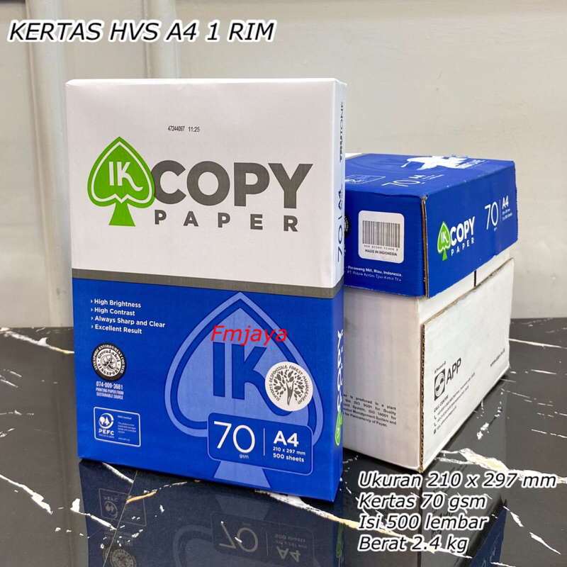 (1 Rim 500 SHEETS / SHEET) HVS A4 PAPER || Hvs PAPER 210 x 297 MM 70 ...