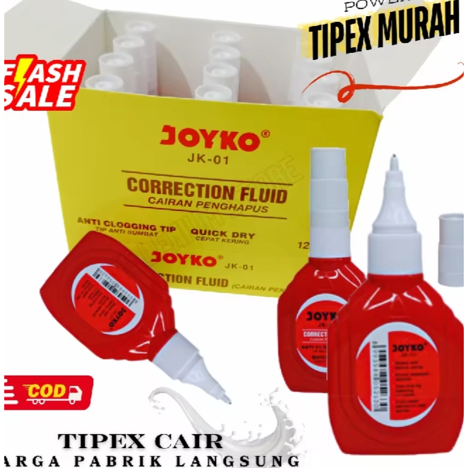 Tipex LIQUID JOYKO JK-01 / 1 PACK CONTAINS 12 PCS (dozen) / THERE IS A ...