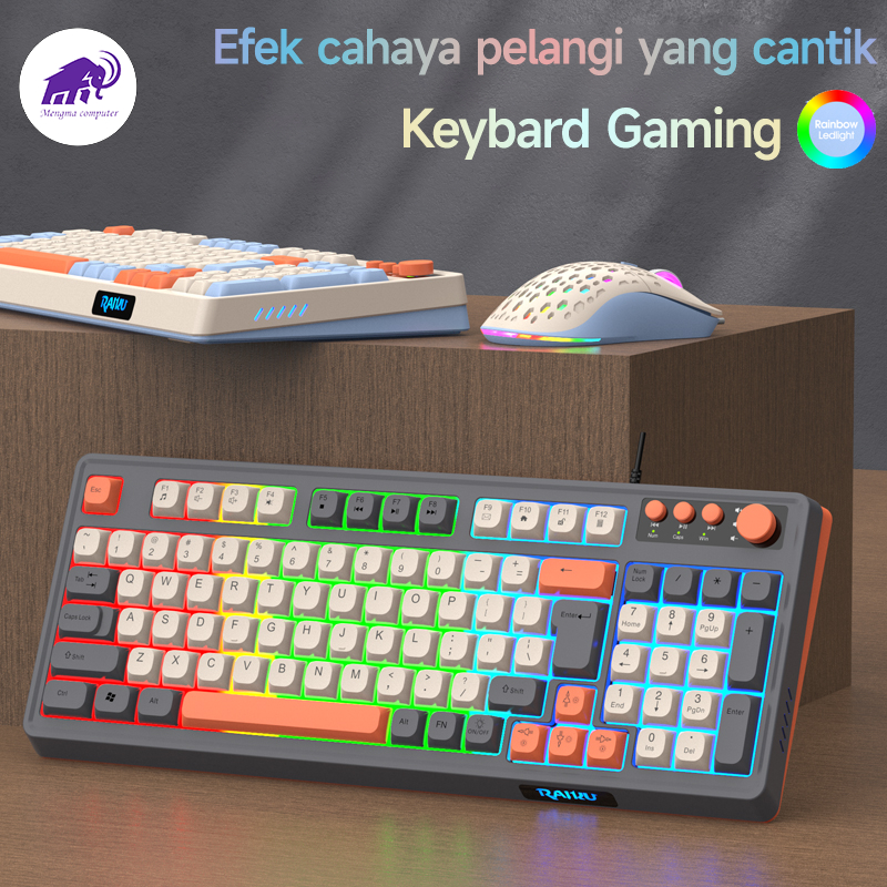 MA German K98 E-sports Gaming Keyboard Set with Cable, Brown Switch ...