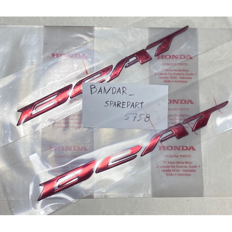 MERAH Original Honda beat red beat deluxe beat led embossed logo Emblem ...