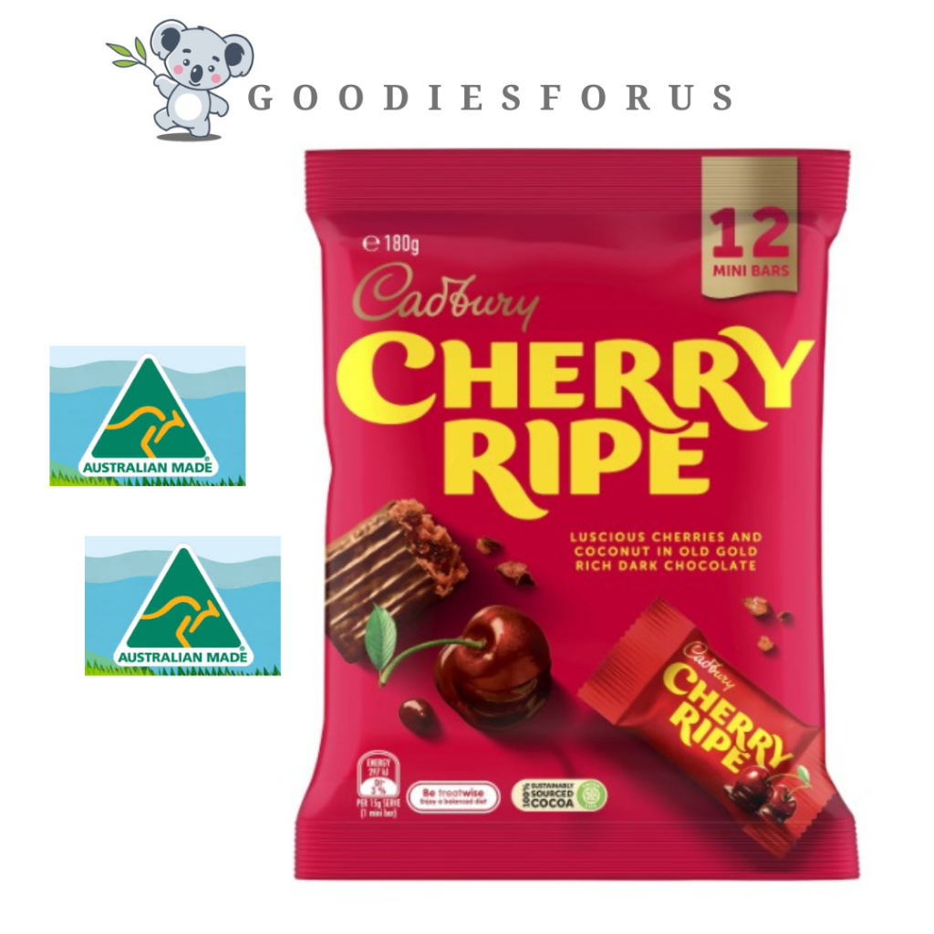 Cadbury Cherry Ripe Dark Chocolate Share Pack 12 Mini Bars 180g ...