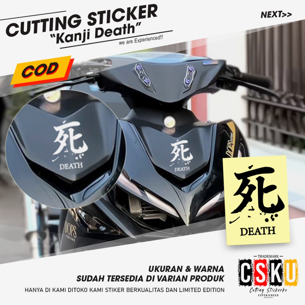 Cutting Sticker Kanji Death Variations Motorcycle Car Dashboard Visor ...