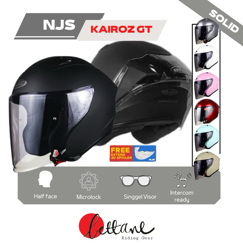 Helem NJS KAIROZ GT HALF FACE SOLID NJS KAIROZ GT PLAIN FREE 3D SPOILER ...
