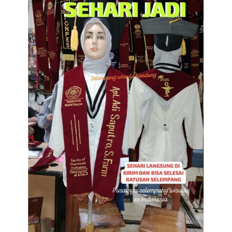 (1 ANNIVERSARY) Graduation sash with v model embroidered on the back ...