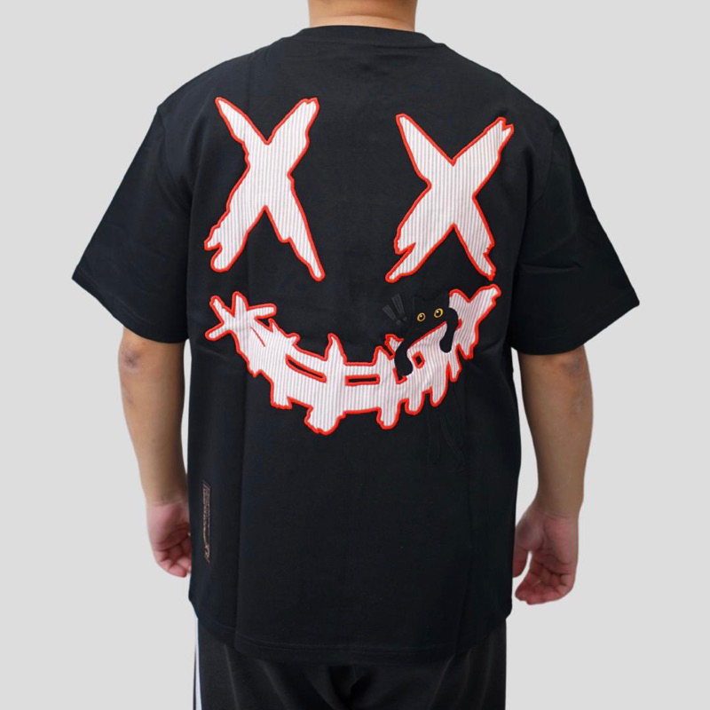 Ricky Is Clown Striped Cat Ripped Smiley Face Black Tee Original ...