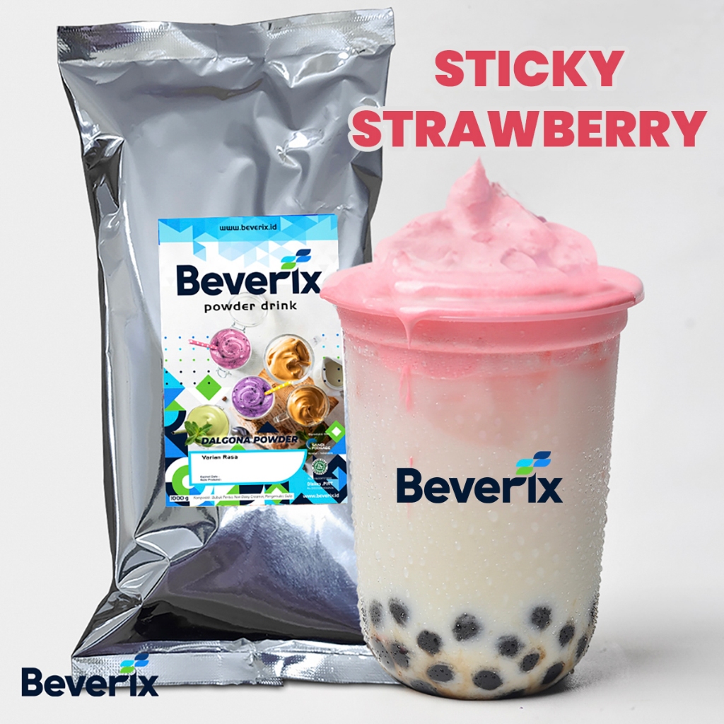 Beverix Sticky Milk Powder Strawberry Flavor Dalgona Ice Kentel Drink ...