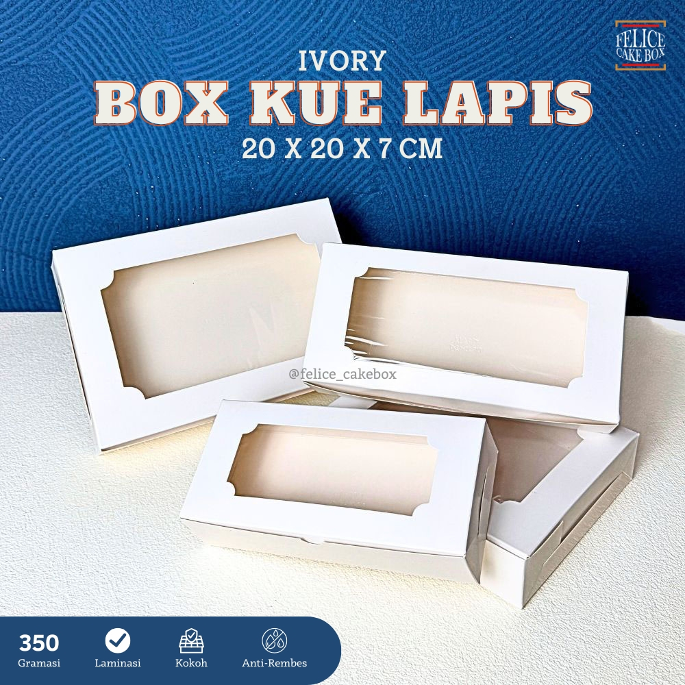 PUTIH Ivory WINDOW LAYER CAKE BOX 20X20X7 CM / LEGIT LAYER CAKE DUS ...
