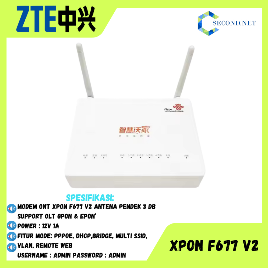 ZTE XPON ONT F677 V2 SUPPORT MODEM INCLUDES ADAPTER | Shopee Malaysia