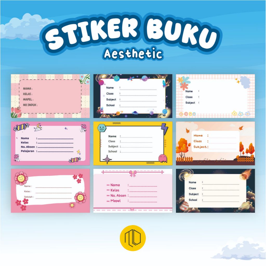 MATA (Contains 30 Pcs) Aesthetic Book Name Subject Stickers 4 / School ...