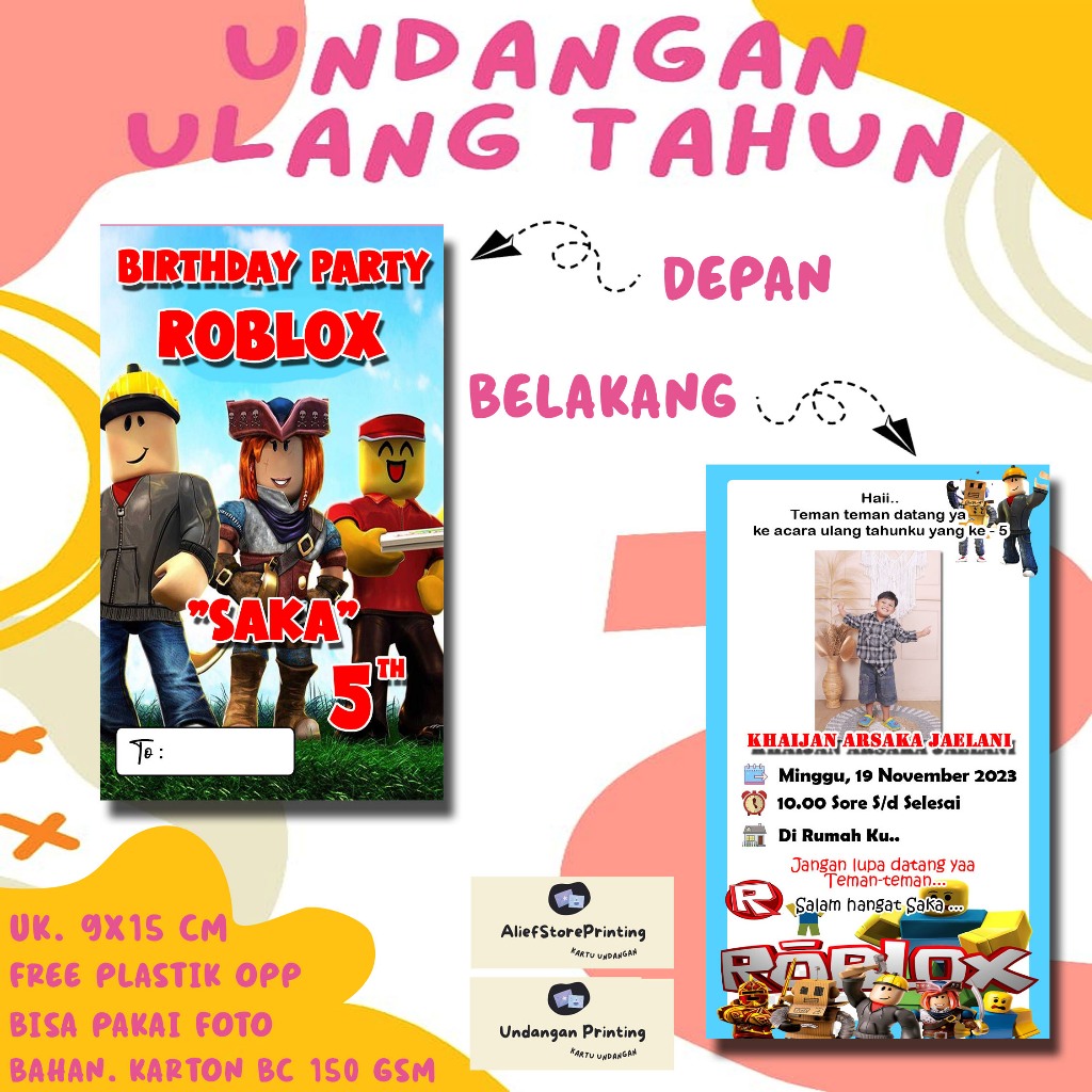 Roblox Character Invitations (30 PCS / 50 PCS)/ Birthday invitations / printed invitations ...