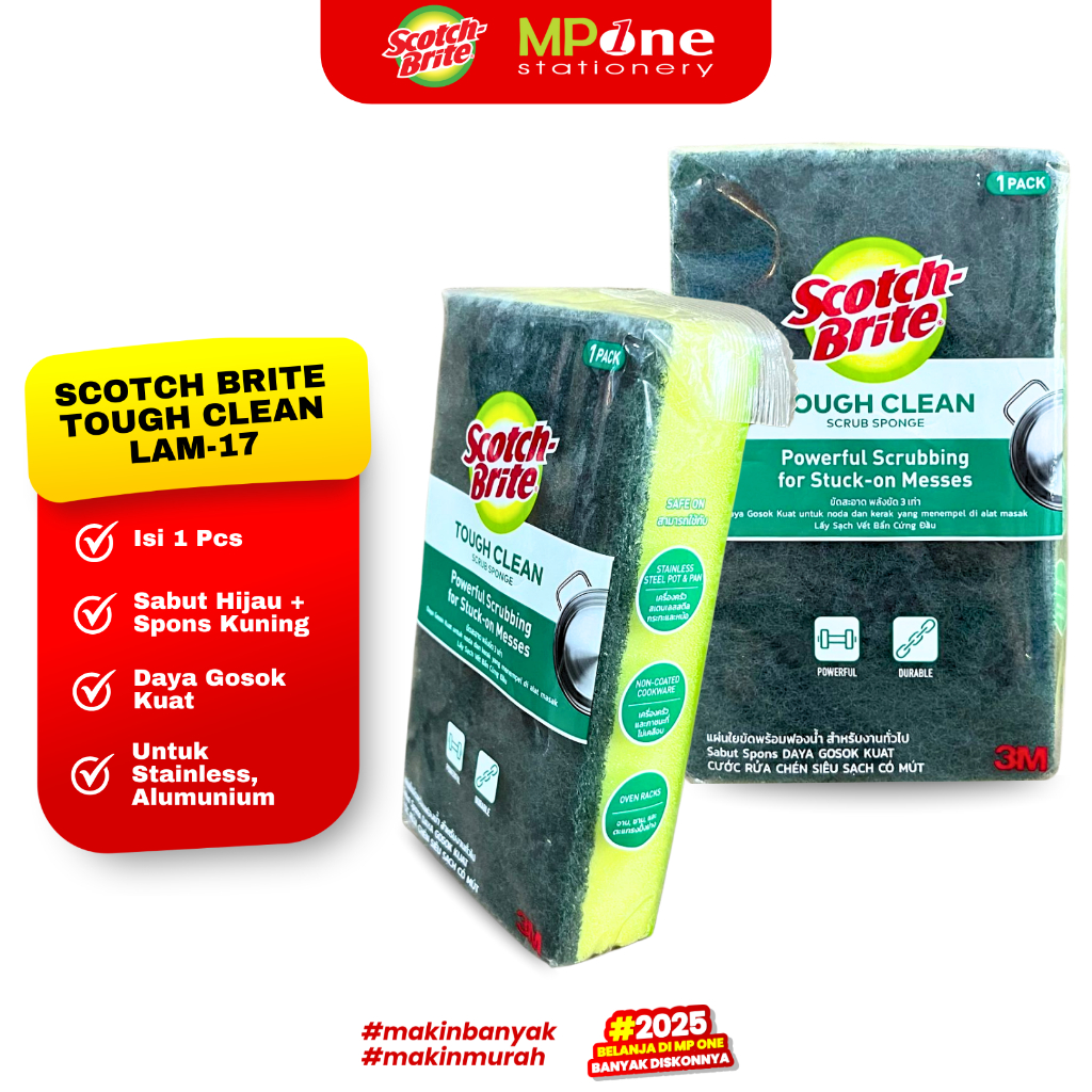SCOTCH BRITE Tough Clean Scrub Sponge LAM-17 Sponge / 2 Side Dish ...