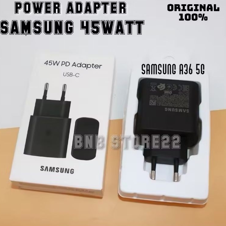 SAMSUNG GALAXY A36 5G ADAPTER SUPER FAST CHARGING 45 WATT USB TYPE C BATOK CASAN ORIGINAL ...