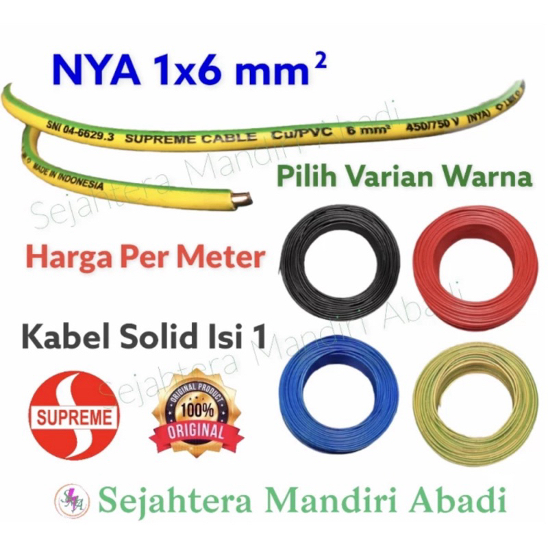 NYA 1x6 Supreme Cable Retail Per Meter Solid Cable Contains 1 Single ...
