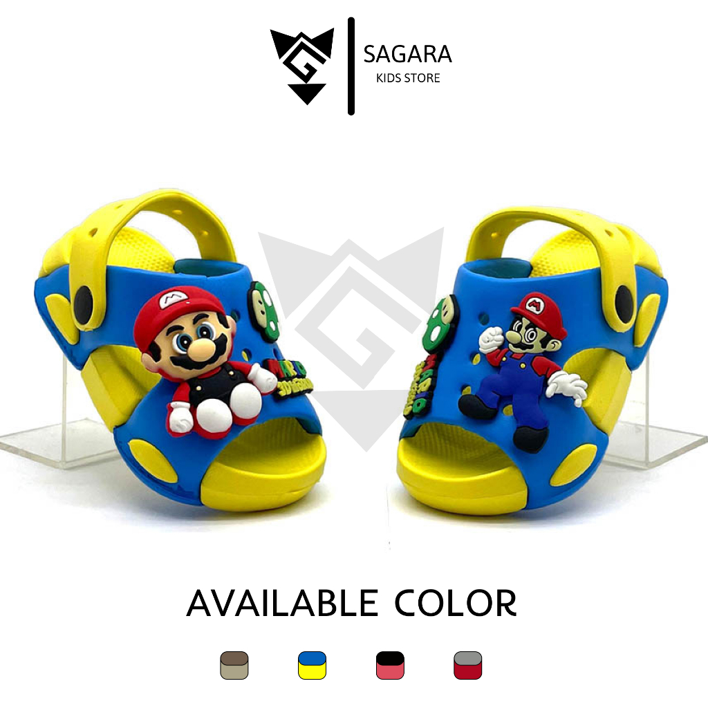 Newest Mario Character Anti-Slip Back Strap Slides Boys Sandals Ages 1 ...