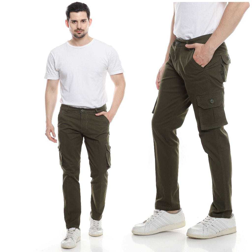 NWR - Men's Long Slimfit Cargo Pants Original Stretch Casual Formal ...