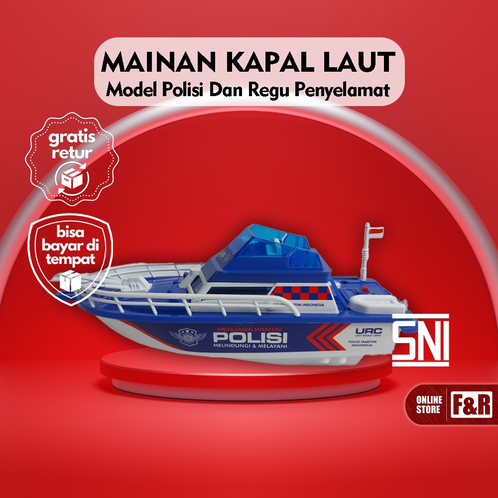 Large Police Ship Toy Children's Patrol Boat for Water Playing ...