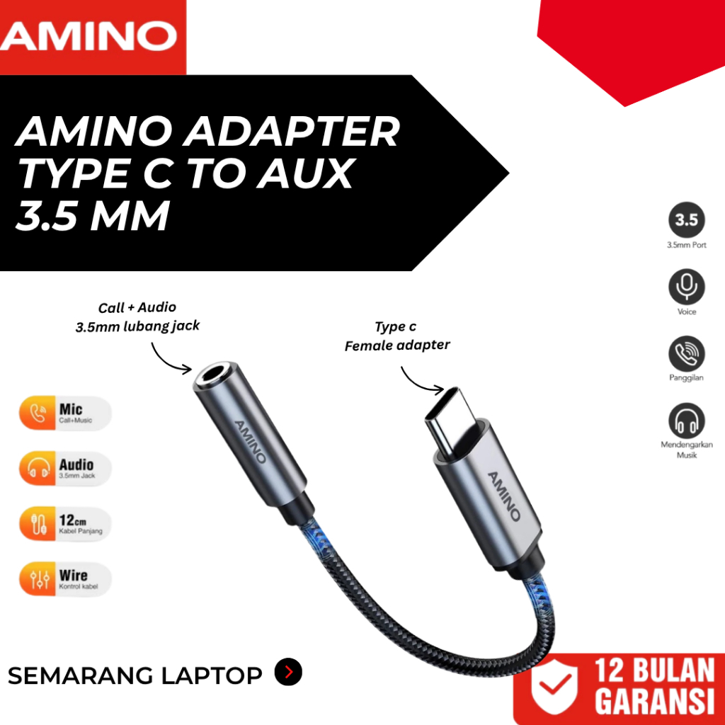 AMINO Type-C to Audio Female Jack 3.5mm Converter Adapter Splitter ...