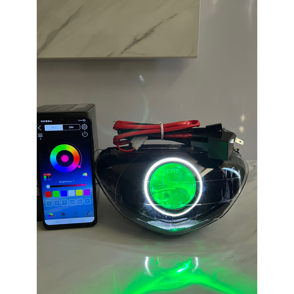 Mio sporty old headlamp custom billed original projector CR7 C2 GEN2 ...