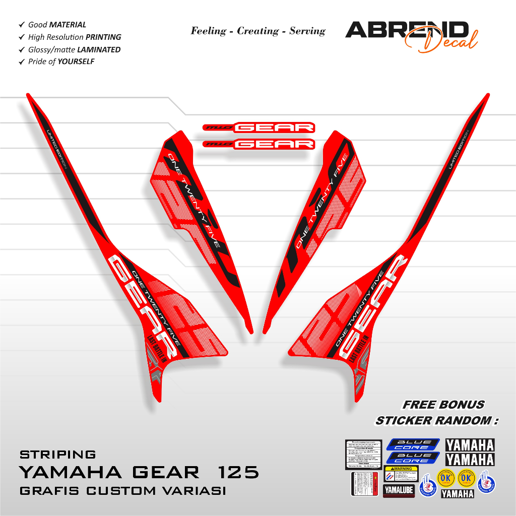 Abrend Decal - MIO GEAR STRIPING / 125 GEAR STICKER / YAMAHA GEAR ...
