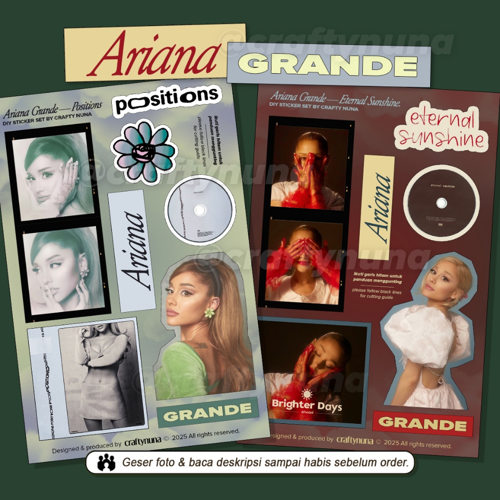 HP ARIANA GRANDE POSITIONS & ETERNAL SUNSHINE FANMADE DIY STICKER SET ...