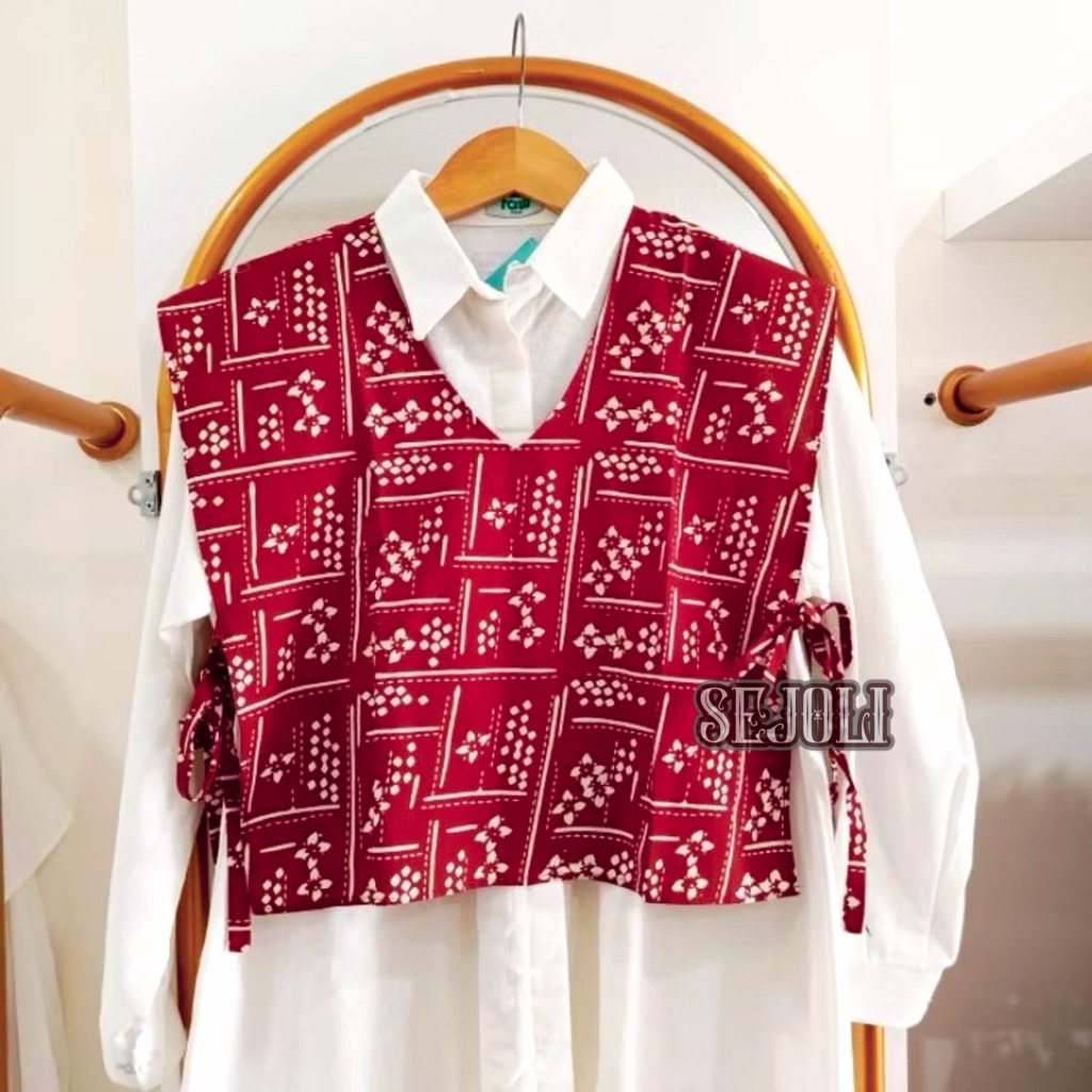MERAH PREMIUM BATIK VEST RED AND WHITE BATIK VEST INDEPENDENCE OUTFIT ...