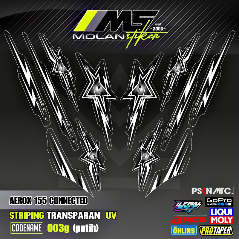 Decal Sticker Striping Transparent Variations Uv Aerox Star Aerox 155 ...
