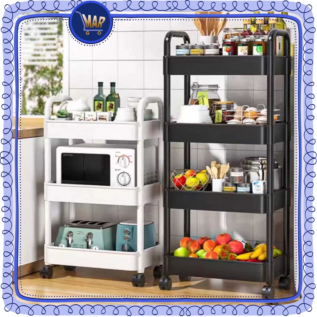 Trolley Rack with wheels Kitchen Bathroom Salon Shelf Snack Stacking ...