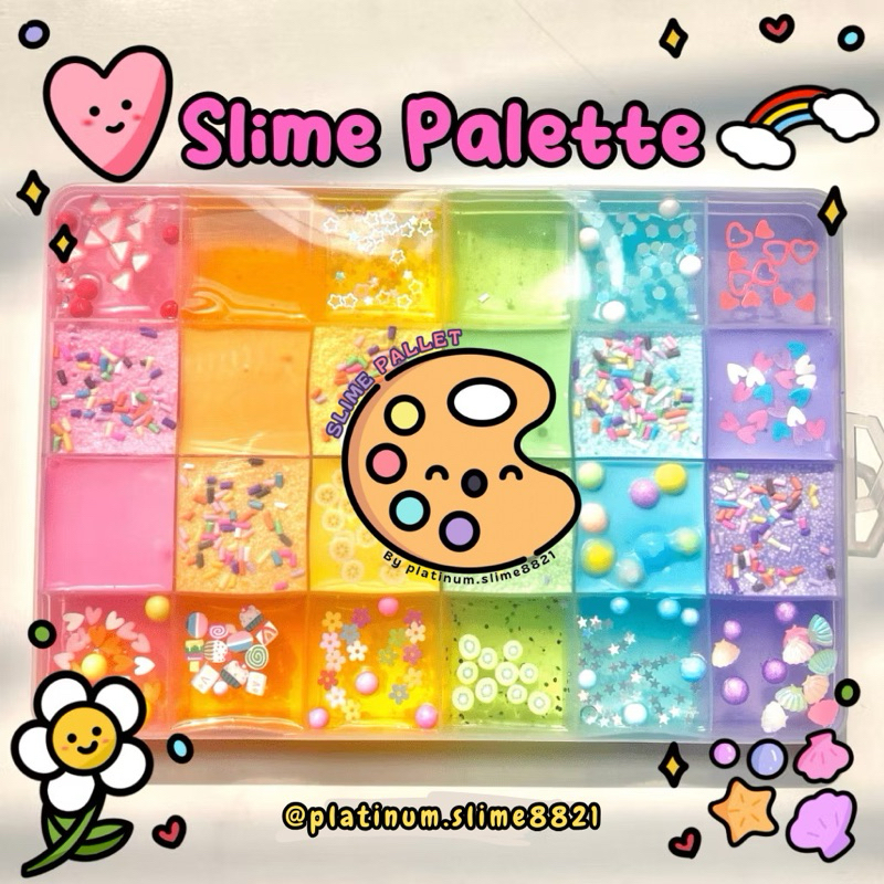 SLIME PALETTE 24 PCS BY PLATINUM SLIME || COLORFUL PALETTE SLIME ...