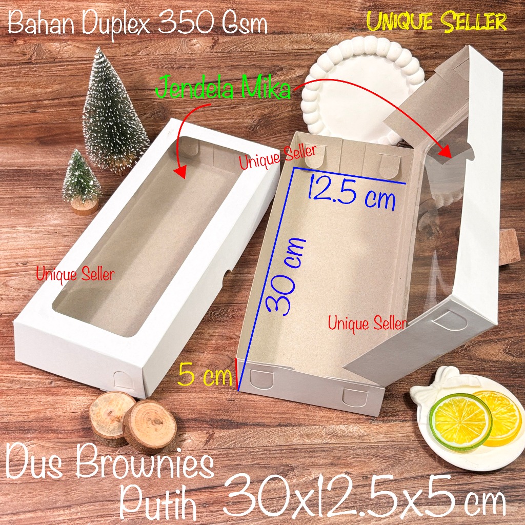 [Contains 10] WHITE Brownies Box 30x12.5x5 DUPLEX WHITE / White Bolen ...