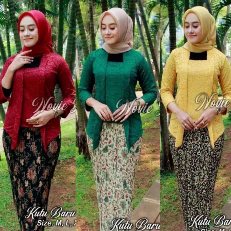 Brocade Kebaya Set, New Modern Kutu Kebaya Set, 7/s, 8 Sleeves, Mix ...