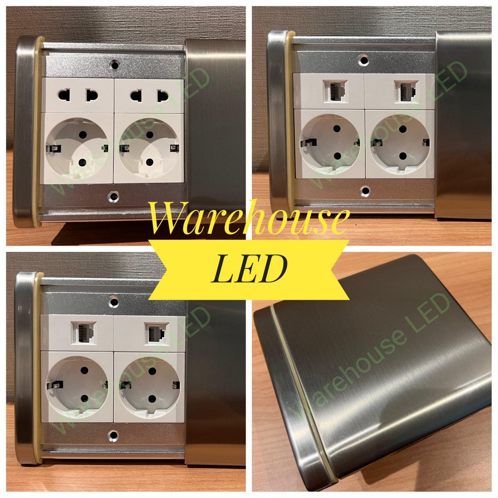 Slide Table Floor Socket 6 Slide Module Slide Socket 2 EU Plug Data Ground Cat6 RJ45 Tel ...