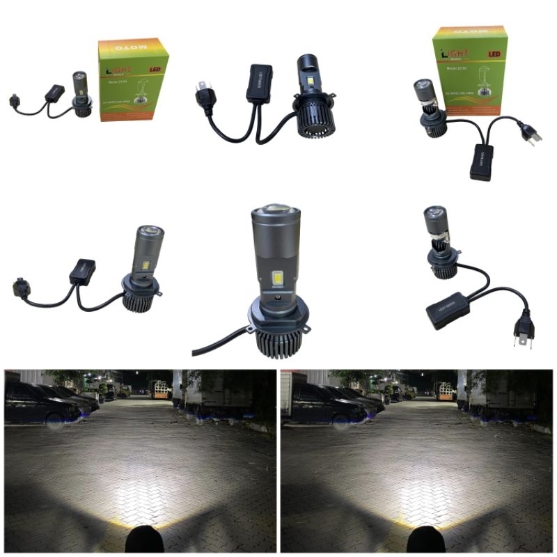 H4 Mini Projector LED Headlight Cooling Fan Cut Off Universal H4 12/24 ...