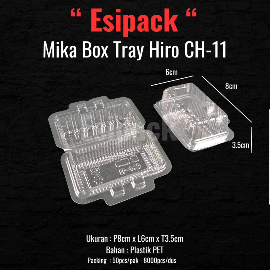 Mika Box Tray Hiro Ch-11 Mika Box Cake Tart Cake Plastic Box (50pcs ...