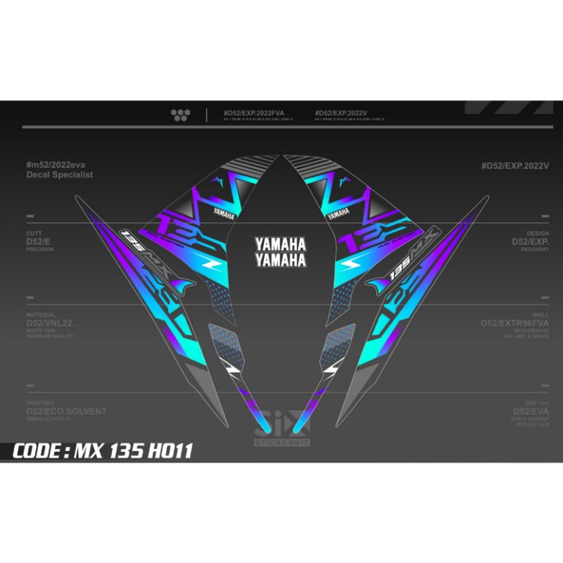 Jupiter Mx 135 Uv Transparent Variation Striping Sticker Decal/Yamaha ...