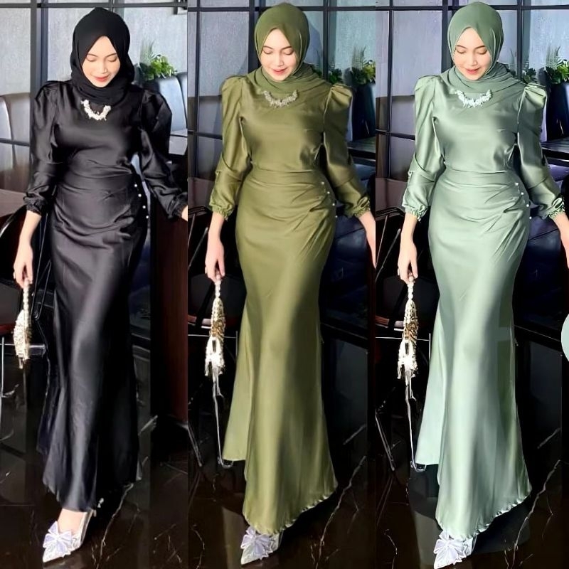 Elora DRESS CONDANGAN VIRAL | Satin robe wedding dress, latest Eid robe ...