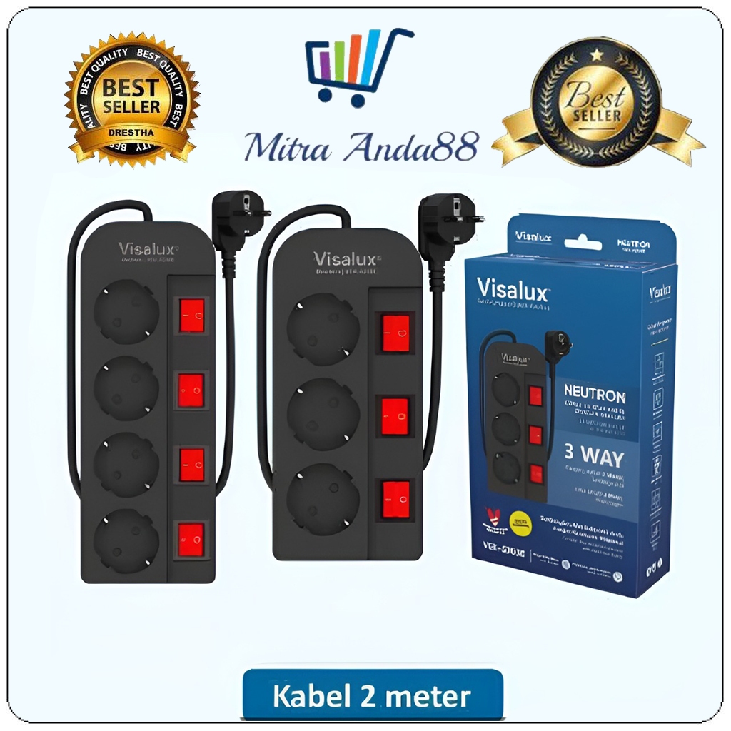 Mitraanda88 Socket Switch + 2 meter cable 3 4 Holes On Off Switch ...