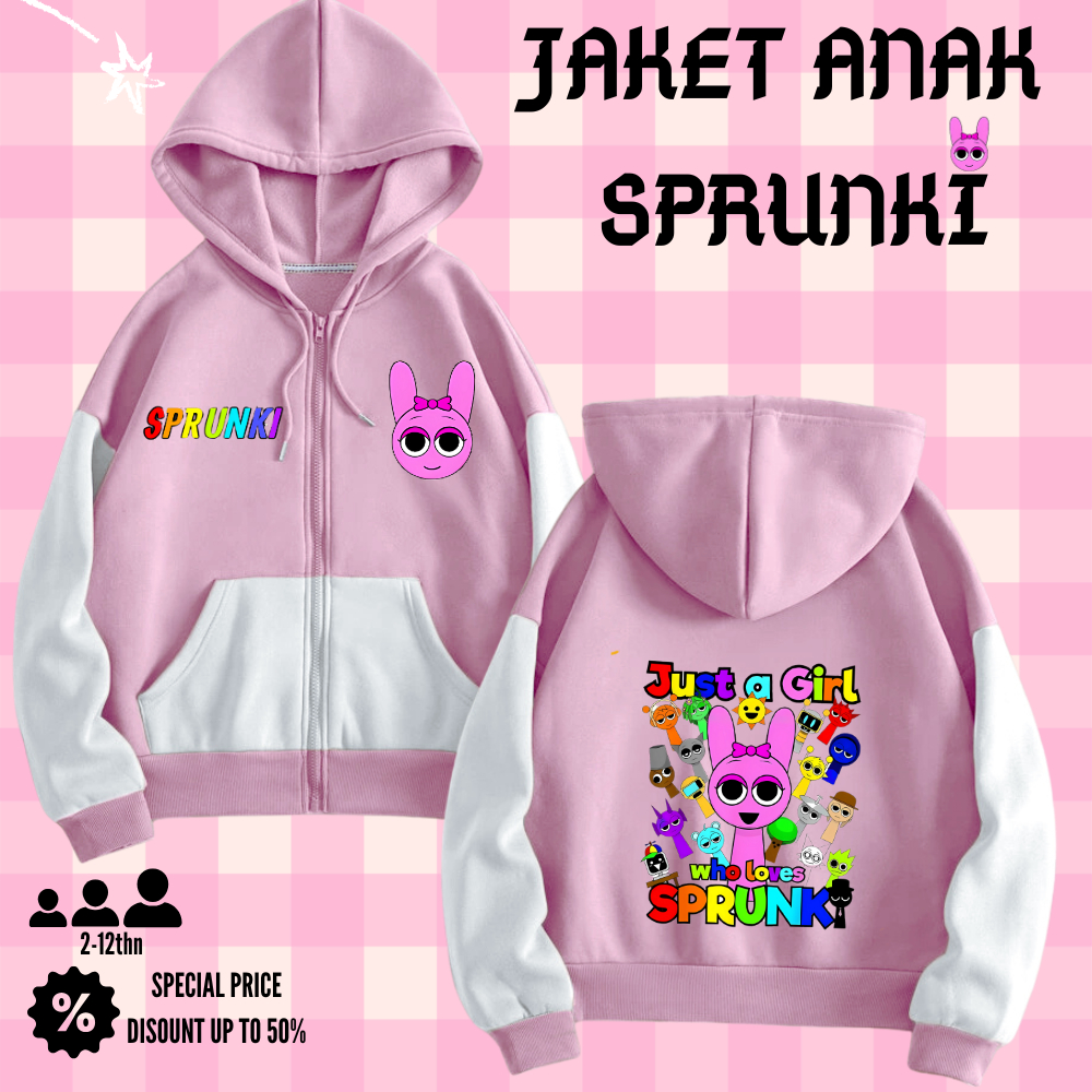 BASEBEBALL & ZIPPER SPRUNKI GIRL JACKET / BOYS GIRLS JACKET AGE 2 - 12 ...