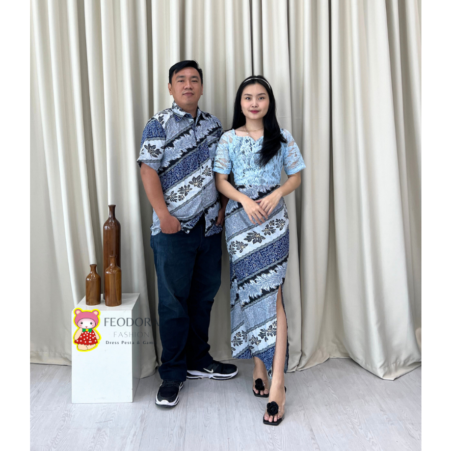 [ FEODORA ] BATIK DRESS biru alena women's kebaya dress latest kebaya ...