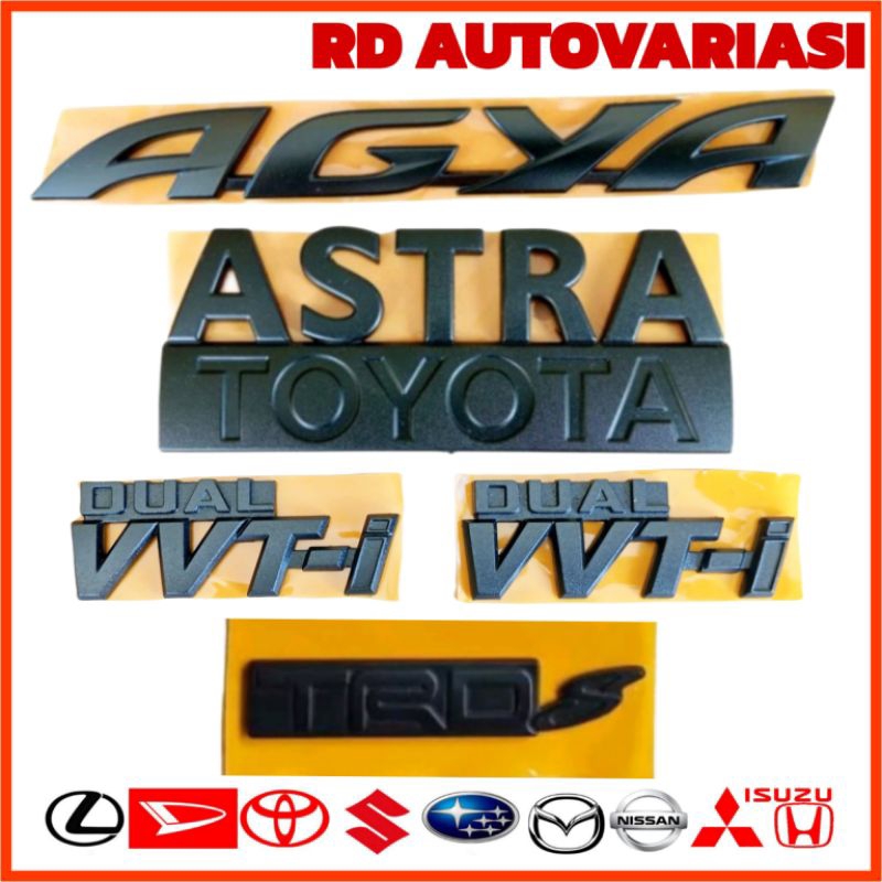 HITAM Original Matte Black TRDS type Agya Writing Logo Emblem ...