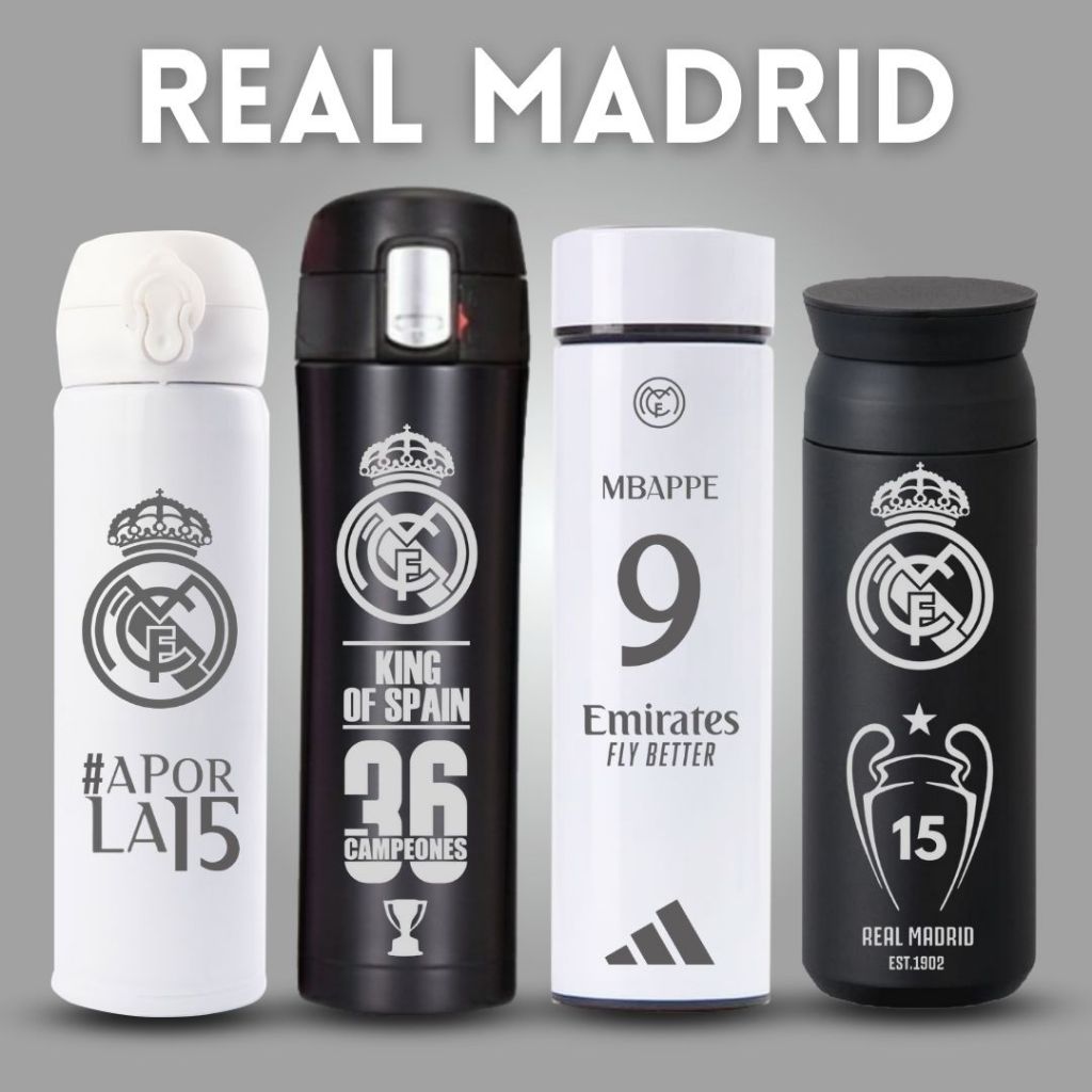 REAL MADRID - CUSTOM TUMBLER LASER GRAFIR NAME REAL MADRID FOOTBALL ...