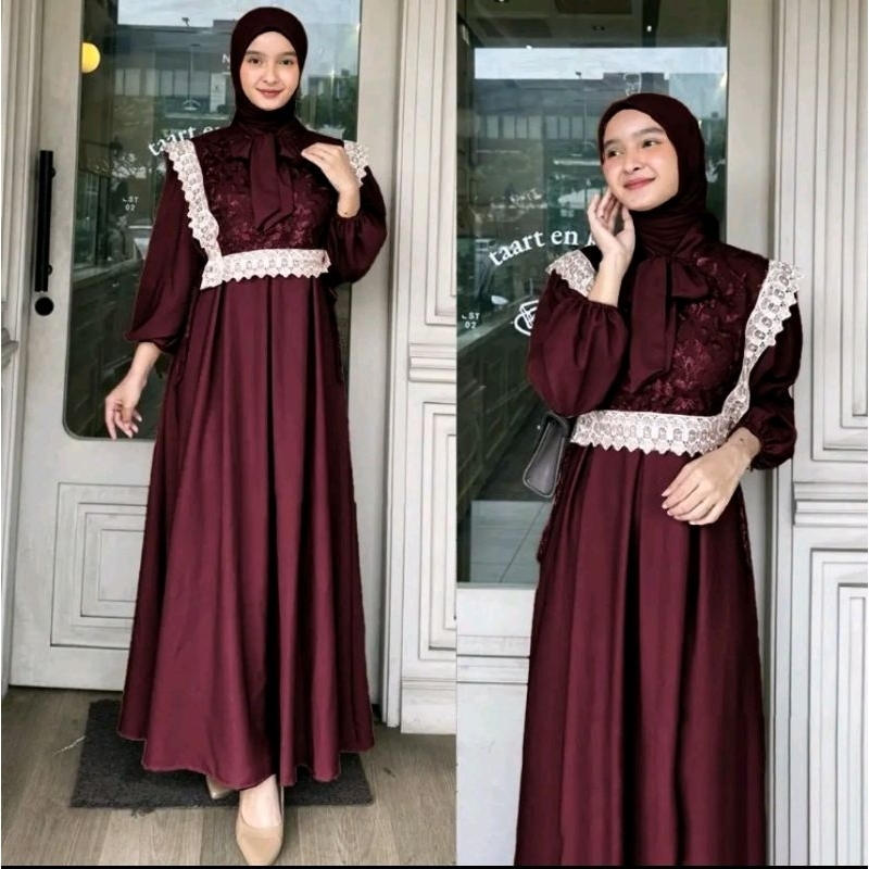 Official Batik - Lace outer Gamis mix brocade Latest Eid Gamis 2025 ...