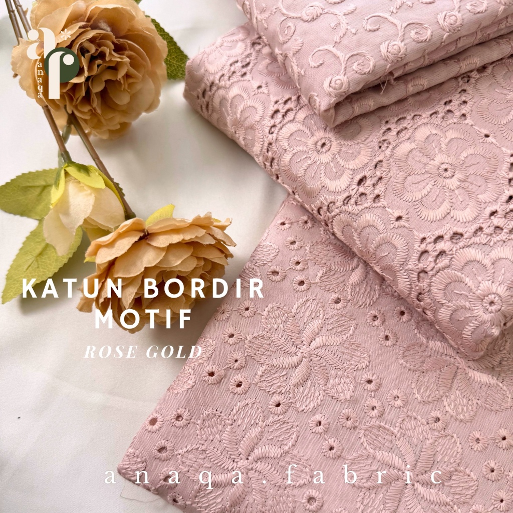 KATUN 1/2 meter Embroidered Cotton Fabric with Rose Gold Color Variants ...