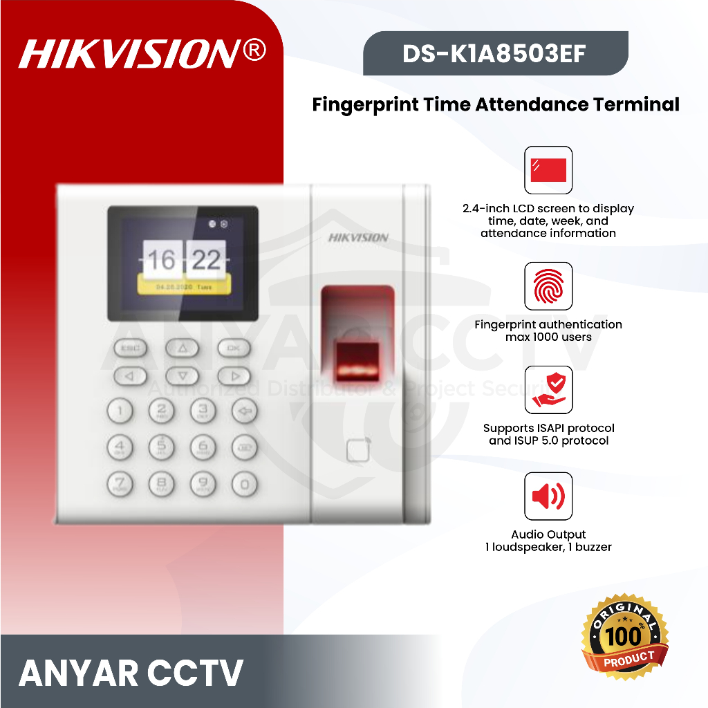 HIKVISION DS-K1A8503EF Access Control Fingerprint Time Attendance ...