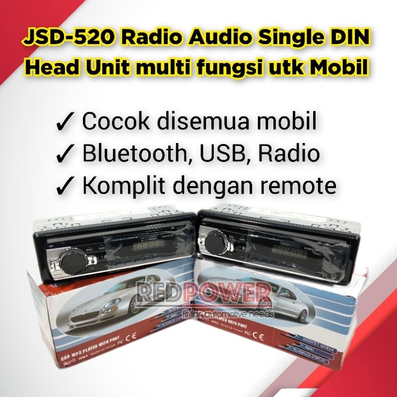 Jsd-520 single Head unit DIN headunit 1DIN tape audio radio bluetooth USB multi function stereo ...