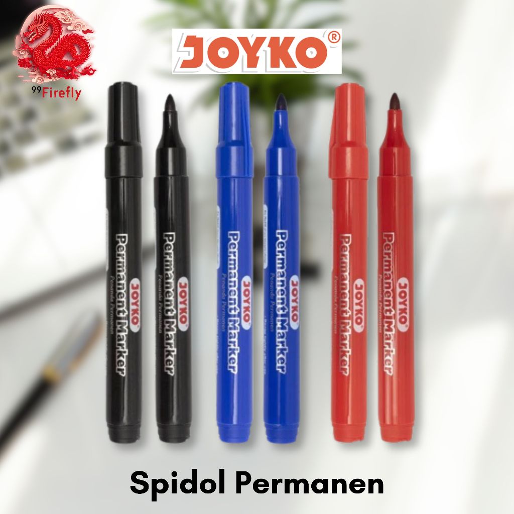 HITAM MERAH Joyko Black Blue Red Round Tip Permanent Marker | Shopee ...