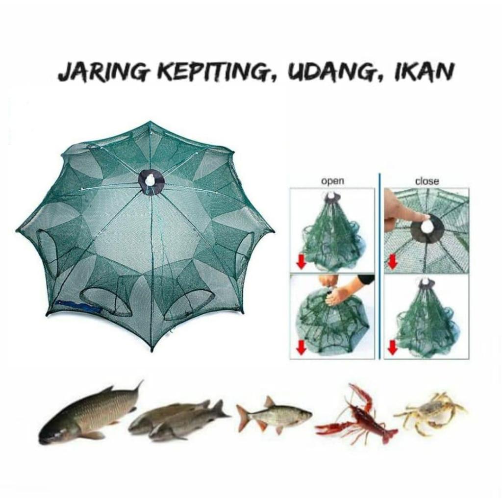 FISH, SHRIMP, UMBRELLA CRAB 6 HOLE UMBRELLA MODEL FISH TRAP | Shopee ...