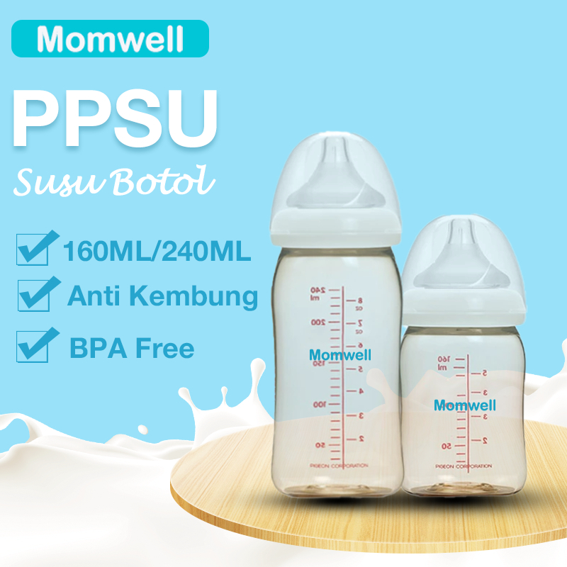 Momwell BPS01 PPSU Gen 2 Milk Bottle 160ml 240ml Wide Neck PPSU Soft Touch Nipple Baby Pacifier ...