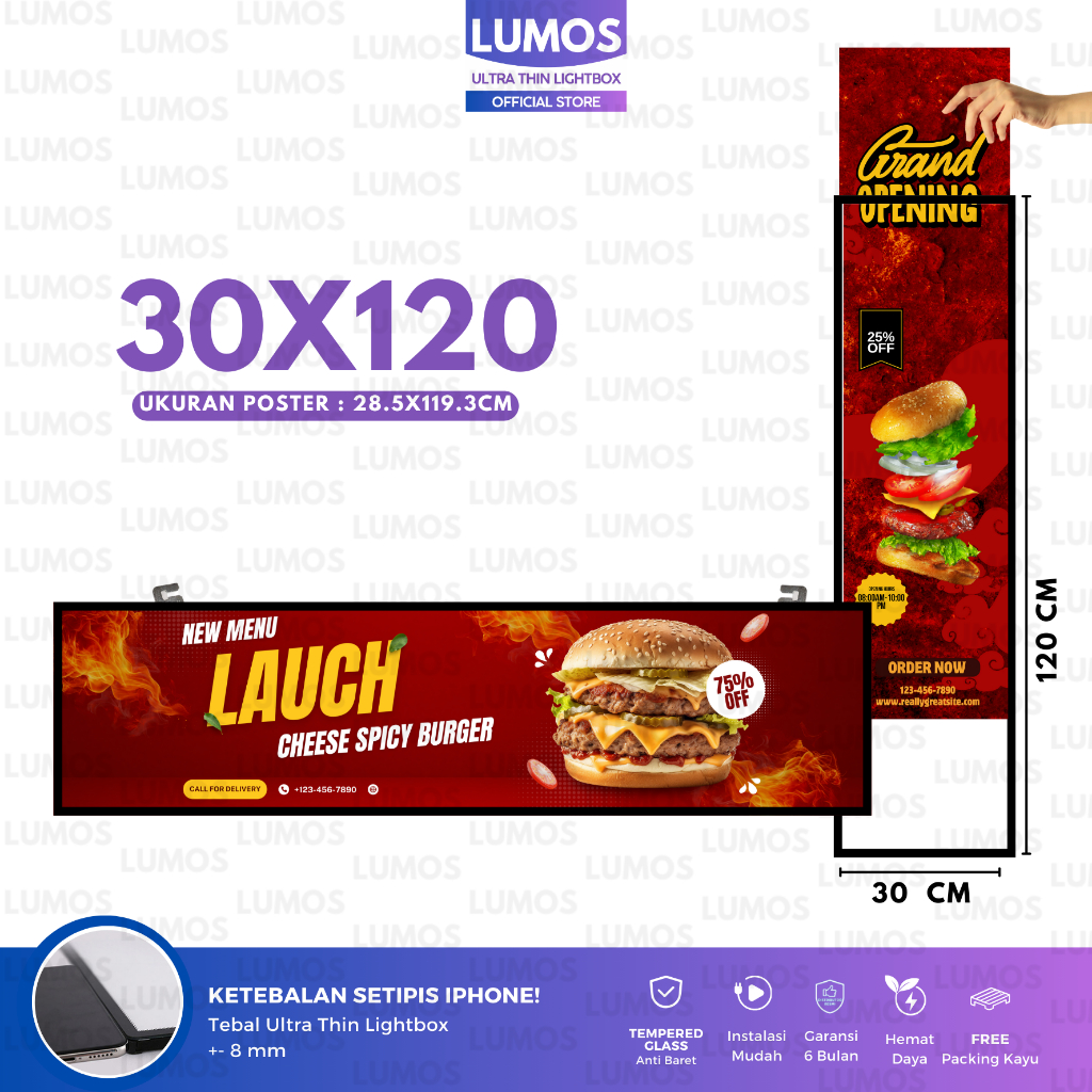 Ultra Thin Light Box 30 x 120 | Led Frame Advertising Portable Slim ...