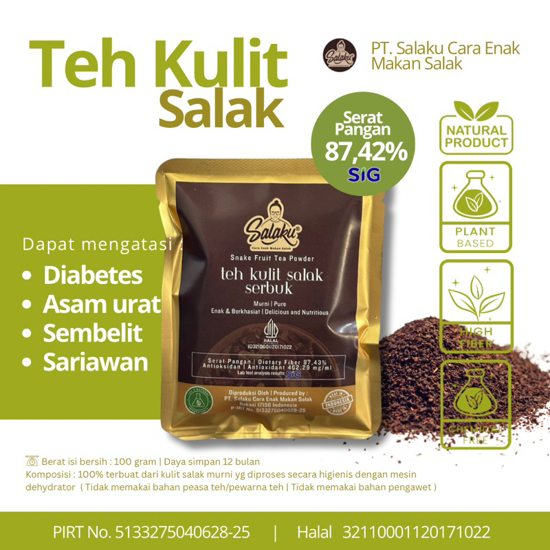 Salaku Pure Herbal Powdered Salak Skin Tea Ready to Brew 50 gram ...
